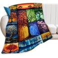 Colorful Forest Throw Blanket, Tree of Life Blanket, Tree Stuff Fleece ...
