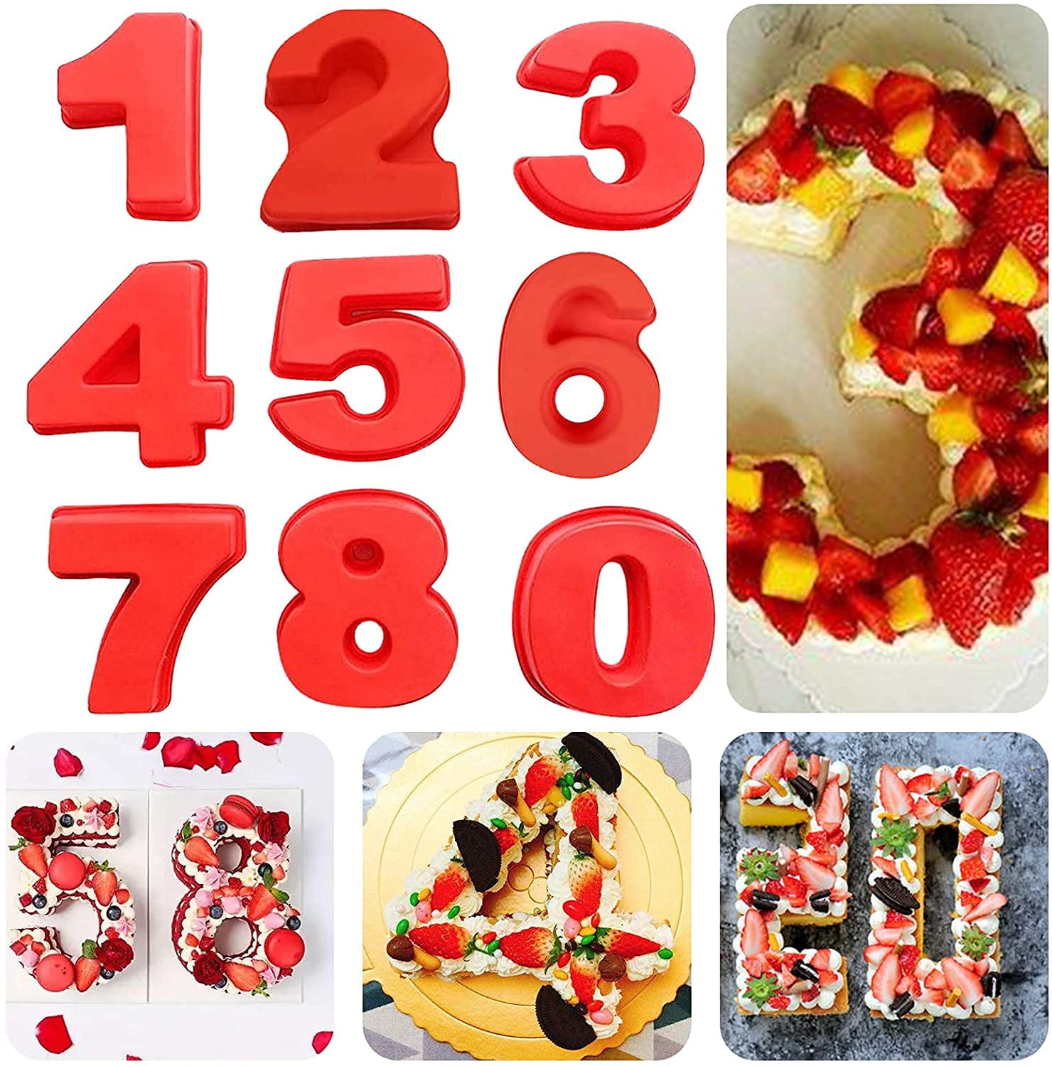 Limei Mini 3D Silicone Numbers Cake Molds For Birthday Wedding ...