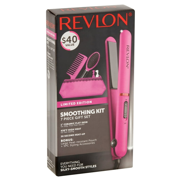 Revlon Ceramic Flat Iron Smoothing Kit Giftset, Pink