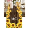 Burlap Table Runner 48 Inches Long, Rustic Sunflower Hello Text Non ...