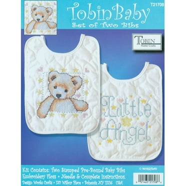 Tobin Baby Bibs Stamped Cross Stitch Kit, Bear & Baby, Set of 2 ...