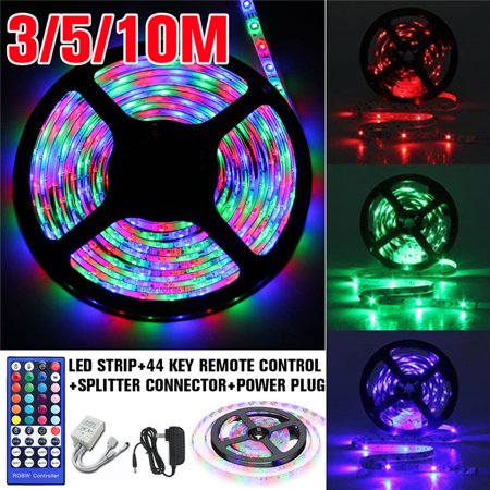 3/5/10M 3528 SMD RGB 600 LED Strip Light String Tape Light + 44 Key IR ...