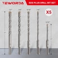 5PCS SDS Plus Rotary Hammer Drill Bits Set, Cross-Type Carbide Tipped ...