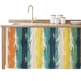Cabinet Curtains 28"W x 51"L, Turquoise Yellow Stripe Sink Skirt for ...