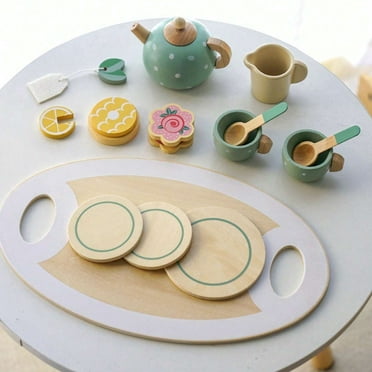 OSLINE Wooden Tea Set for Toddlers,Pretend Play Kids Toys for Girls ...