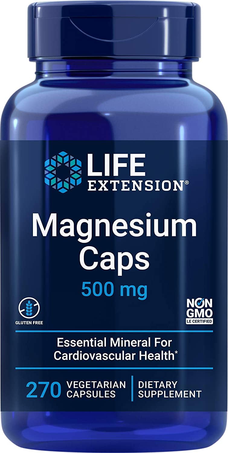 Life Extension Magnesium Caps 500mg, 270 Vegetarian Capsules - Walmart.com