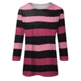 3/4 Sleeve Shirts for Women Spring Striped Crewneck Business Casual ...