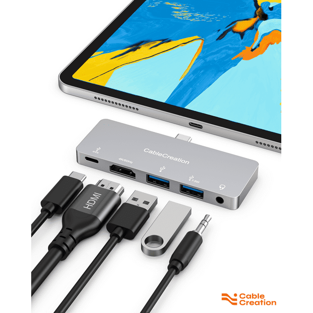 iPad Pro USB C Hub, CableCreation 5 in 1 USB C iPad Adapter with 4K ...