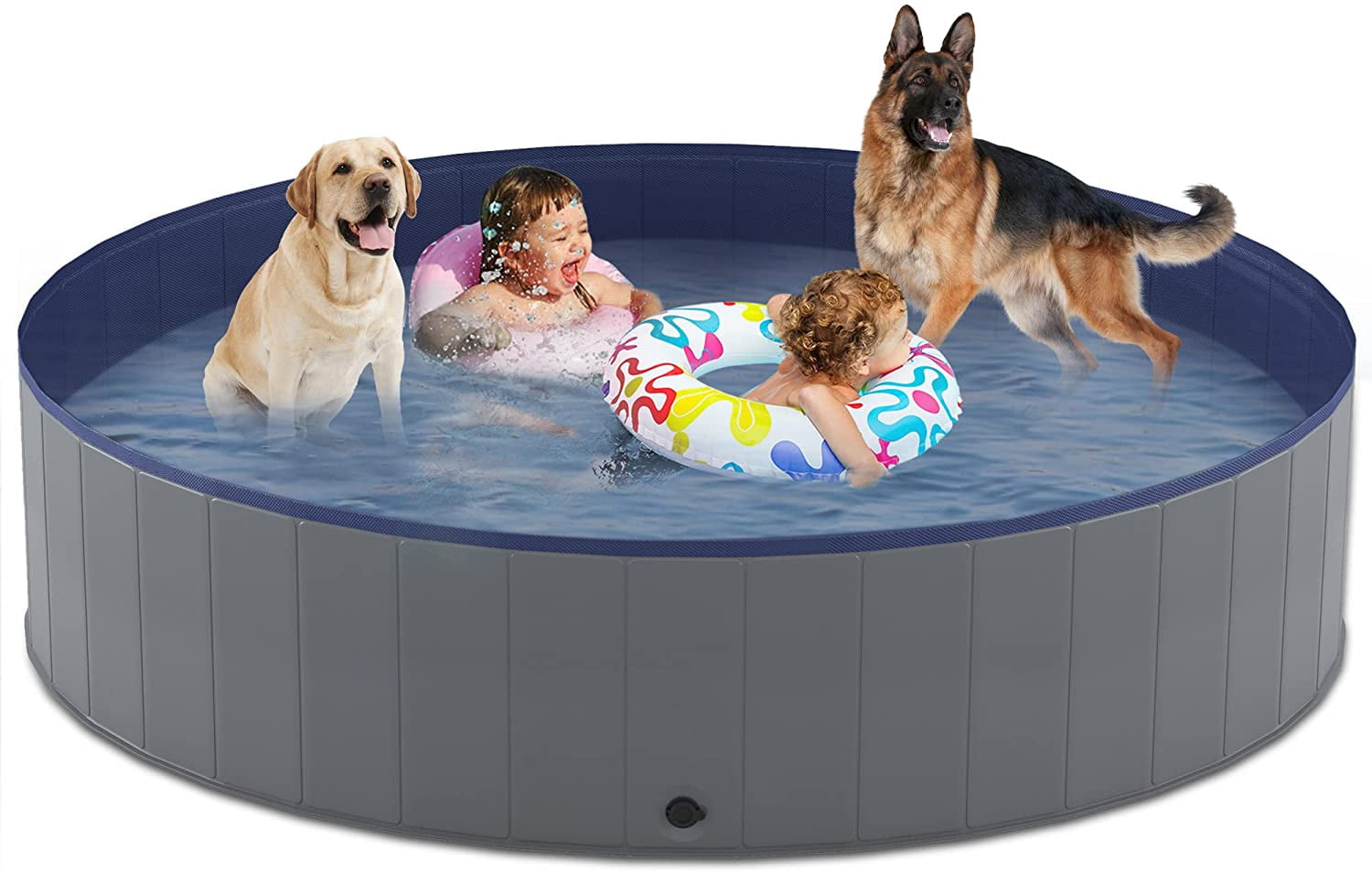 Foldable Dog Pool, Collapsible Hard Plastic Dog Swimming Pool, Portable ...