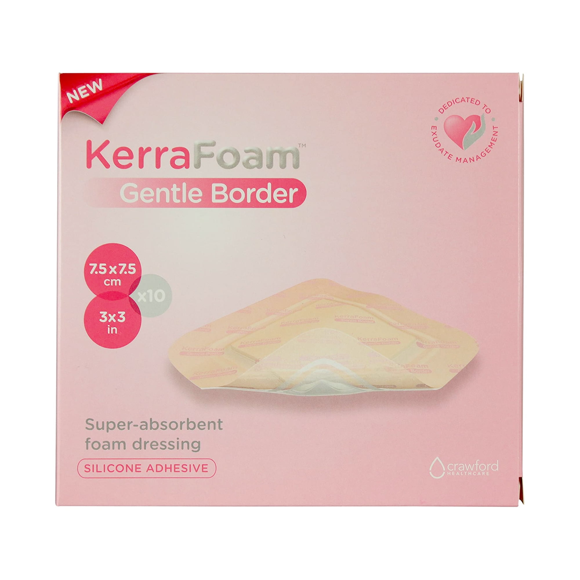 KerraFoam Gentle Border Silicone Foam Dressing Square Foam / Silicone ...