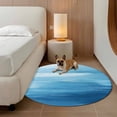 Blue Ocean Round Area Rug 5 ft Waves Oil Painting Style Modernism ...