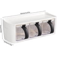 2Pcs 3-Grid White Plastic Spice Rack with Spoons, Stackable Seasoning ...