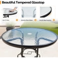 Round Patio Table with Umbrella Hole, 32" Outdoor Dining Table Steel ...