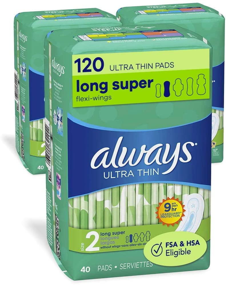ALWAYS Ultra Thin Size 2 Super Pads Without Wings Unscented 40 Count always-ultra-thin-size-2-super-pads-without-wings-unscented-40-count