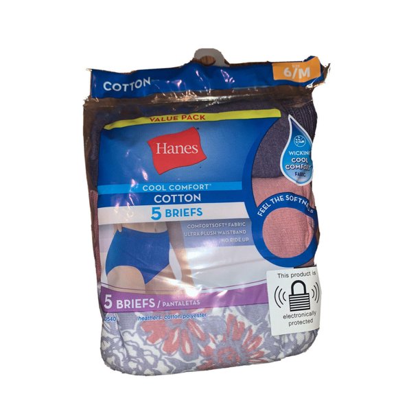 New 5 Pack Womens Hanes Cool Comfort Cotton Briefs Multicolor New