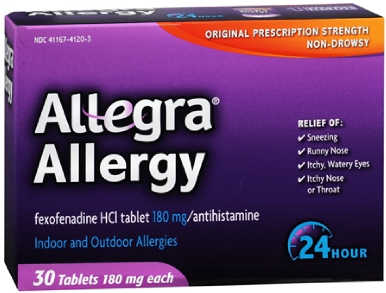 Allegra 24 Hour Allergy Tablets 30 Tablets (Pack of 3) - Walmart.com