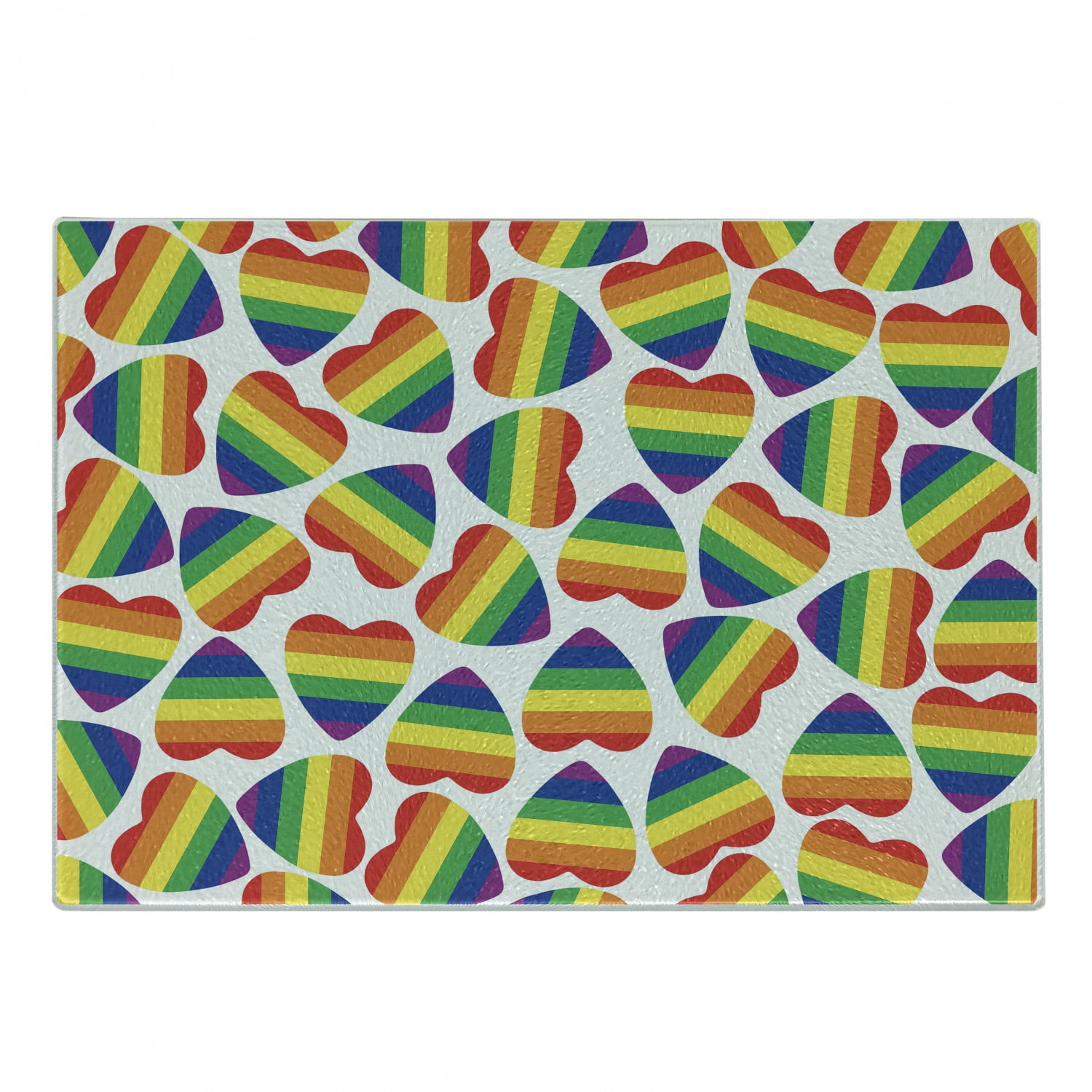 Pride Cutting Board, Heart Shapes in LGBT Colors Striped Design with ...