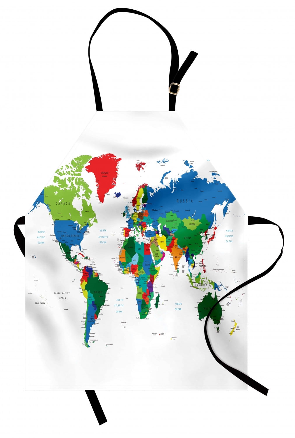 World Map Apron, Colorful Political Map Borders Between Countries ...