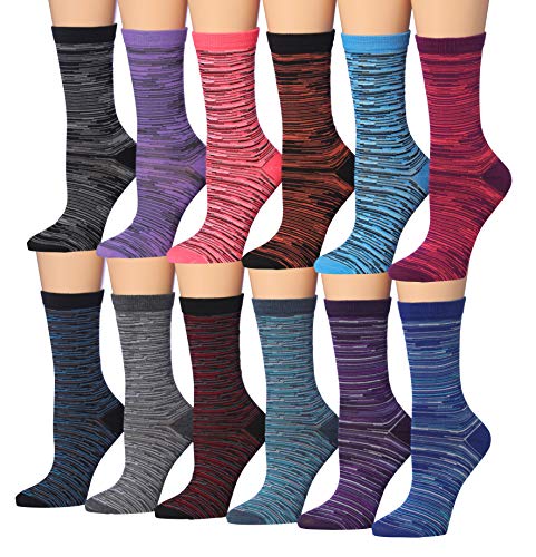 Colorfut Women's 12 Pairs Colorful Patterned Crew Socks PWC84-AB ...