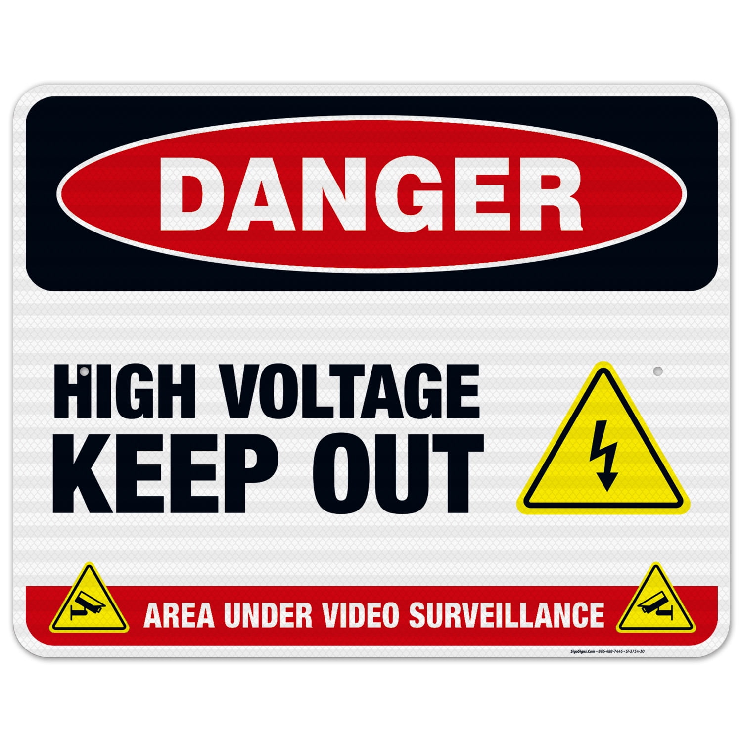 Danger High Voltage Keep Out, Area Under Video Surveillance Sign, OSHA Danger Sign, 24x30 ...