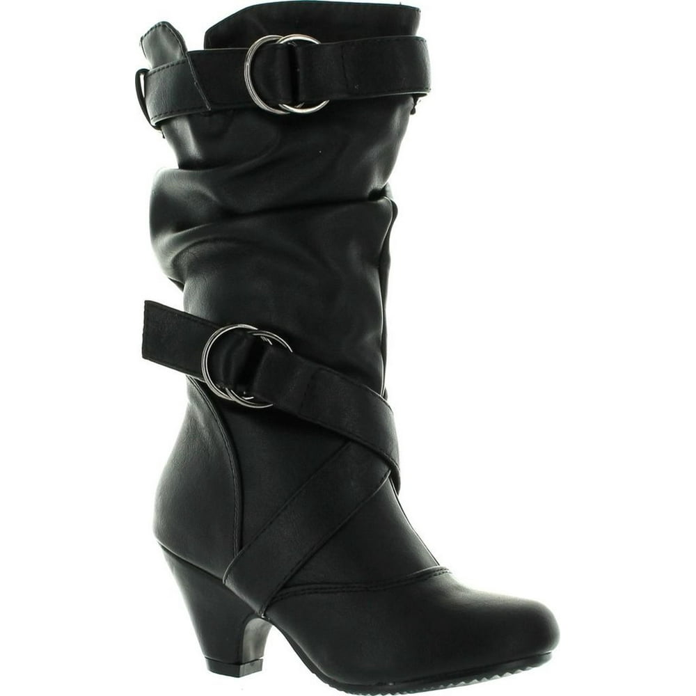D And H New Girls Kids Buckle Slouch Round Toe Midcalf Winter Shoes d-and-h-new-girls-kids-buckle-slouch-round-toe-midcalf-winter-shoes