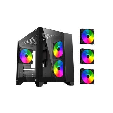 Sama ARGB-Q5-W White USB3.0 Tempered Glass Micro ATX Tower Gaming ...