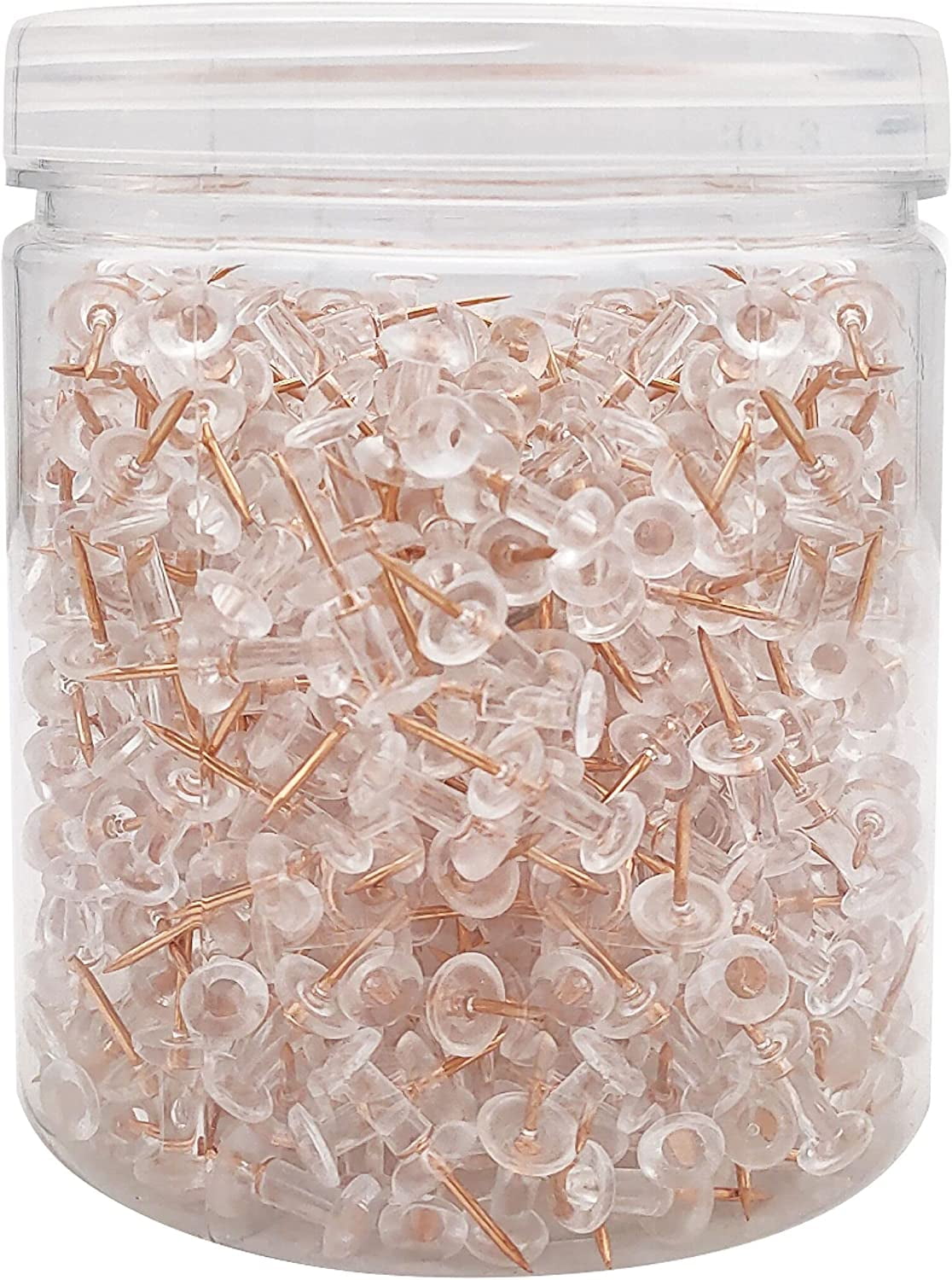 Clear Push Pins 600pcs Standard Thumb Tacks with Rose Gold Steel Point ...