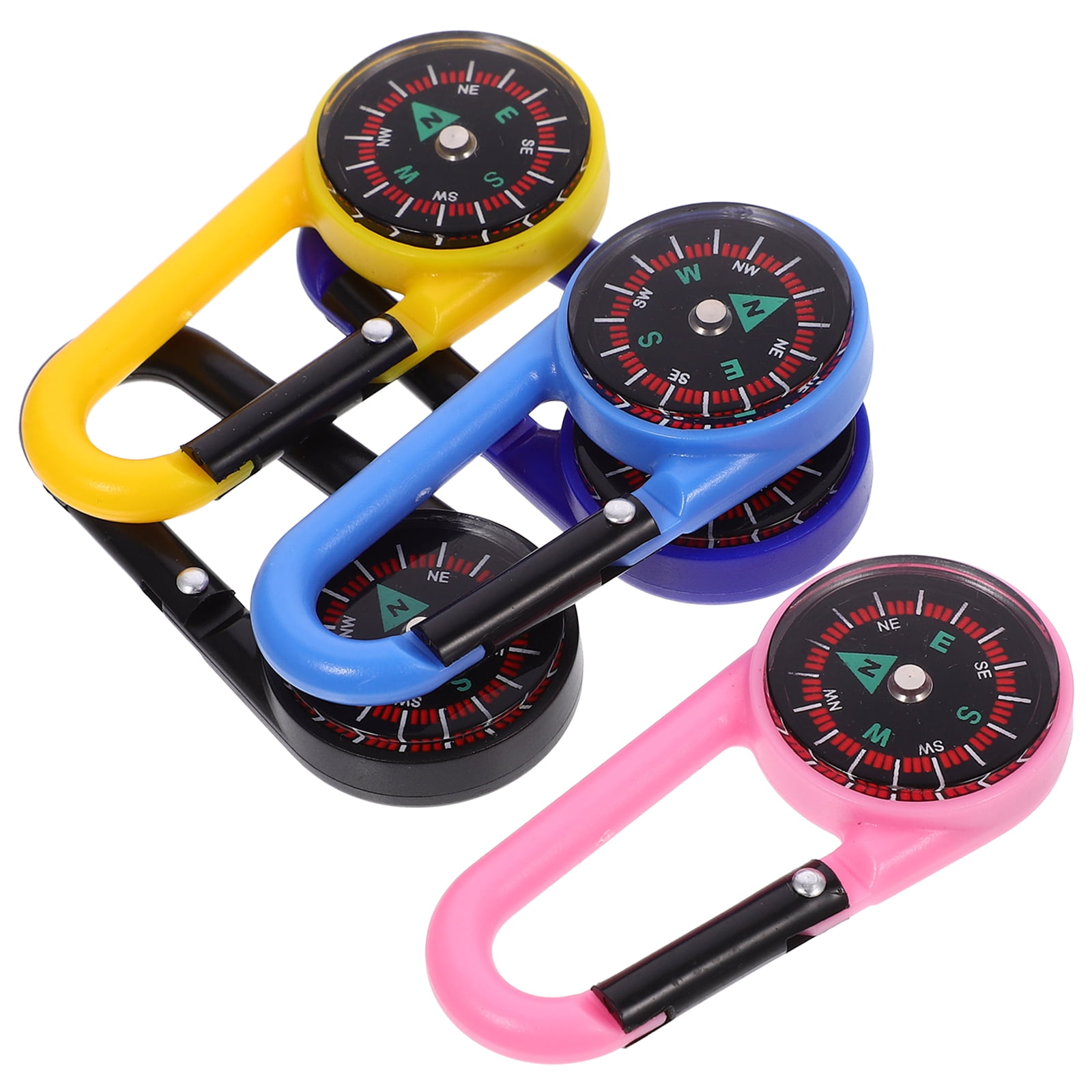 Operageca 10pcs Compass Carabiner Assorted Color Mini Survival Compass Outdoor Activities 6.50x2.90x1.00cm