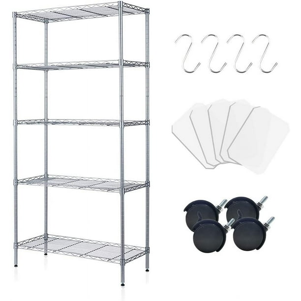 5 Tier Shelving Unit Adjustable Wire Shelves Organizer Shelf Rack ...