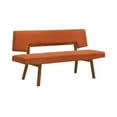 Channell Wood Dining Bench in Walnut Finish with Orange Fabric ...