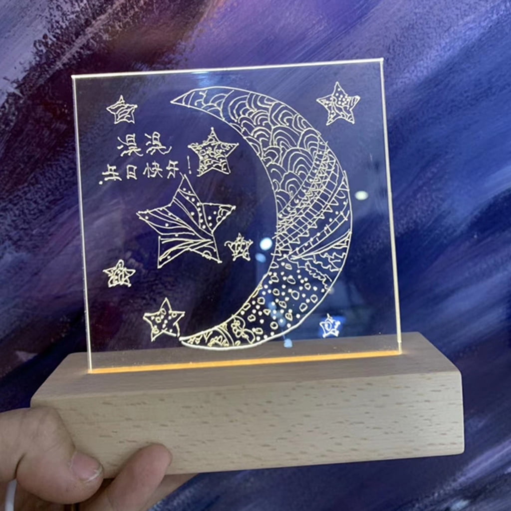 3D Crystals Glass Resin Art Rectangle LED Lights Display Base Crystal ...