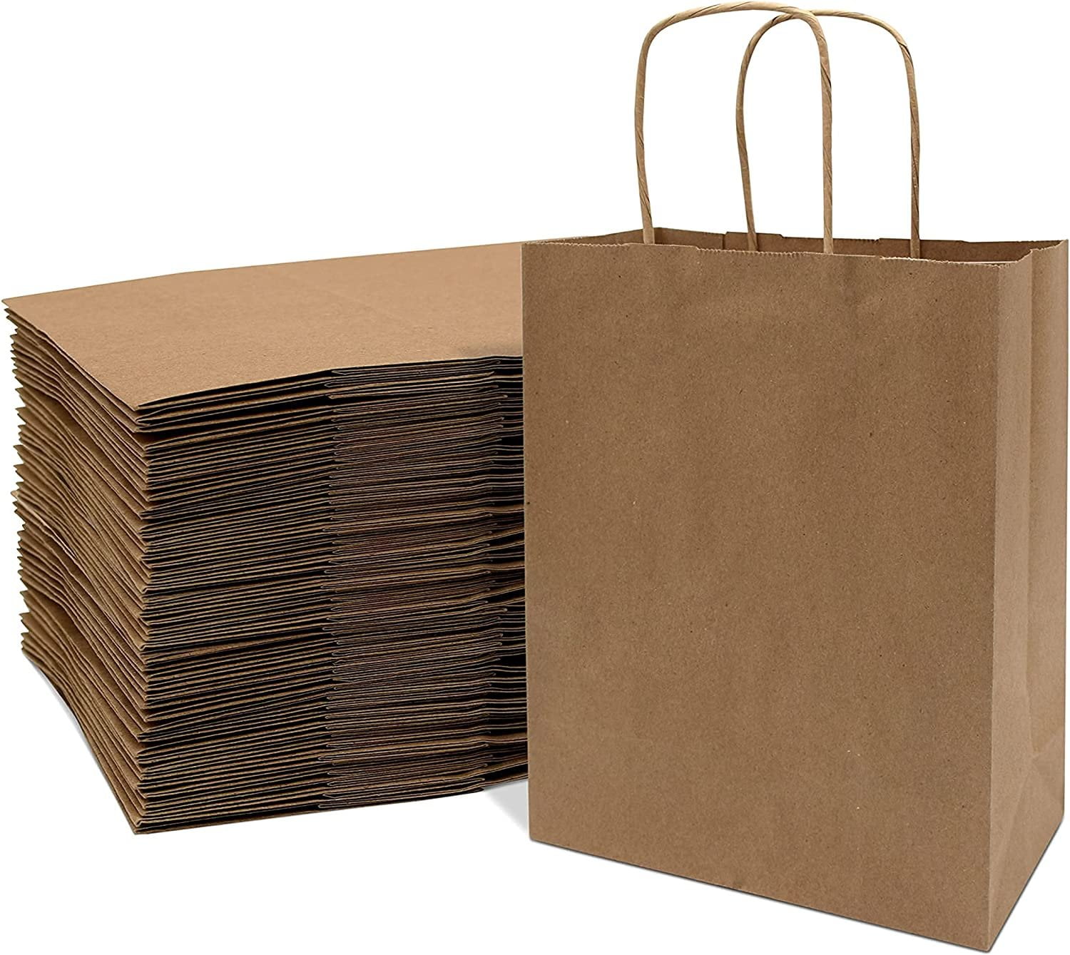 Prime Line Packaging Brown Paper Bags with Handles, Paper Gift Bags ...