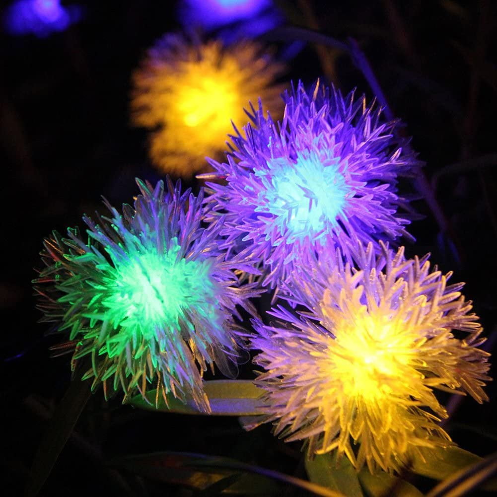 21 Feet 30 LED Snowball Solar String Lights 8 Patterns Fairy Ball ...