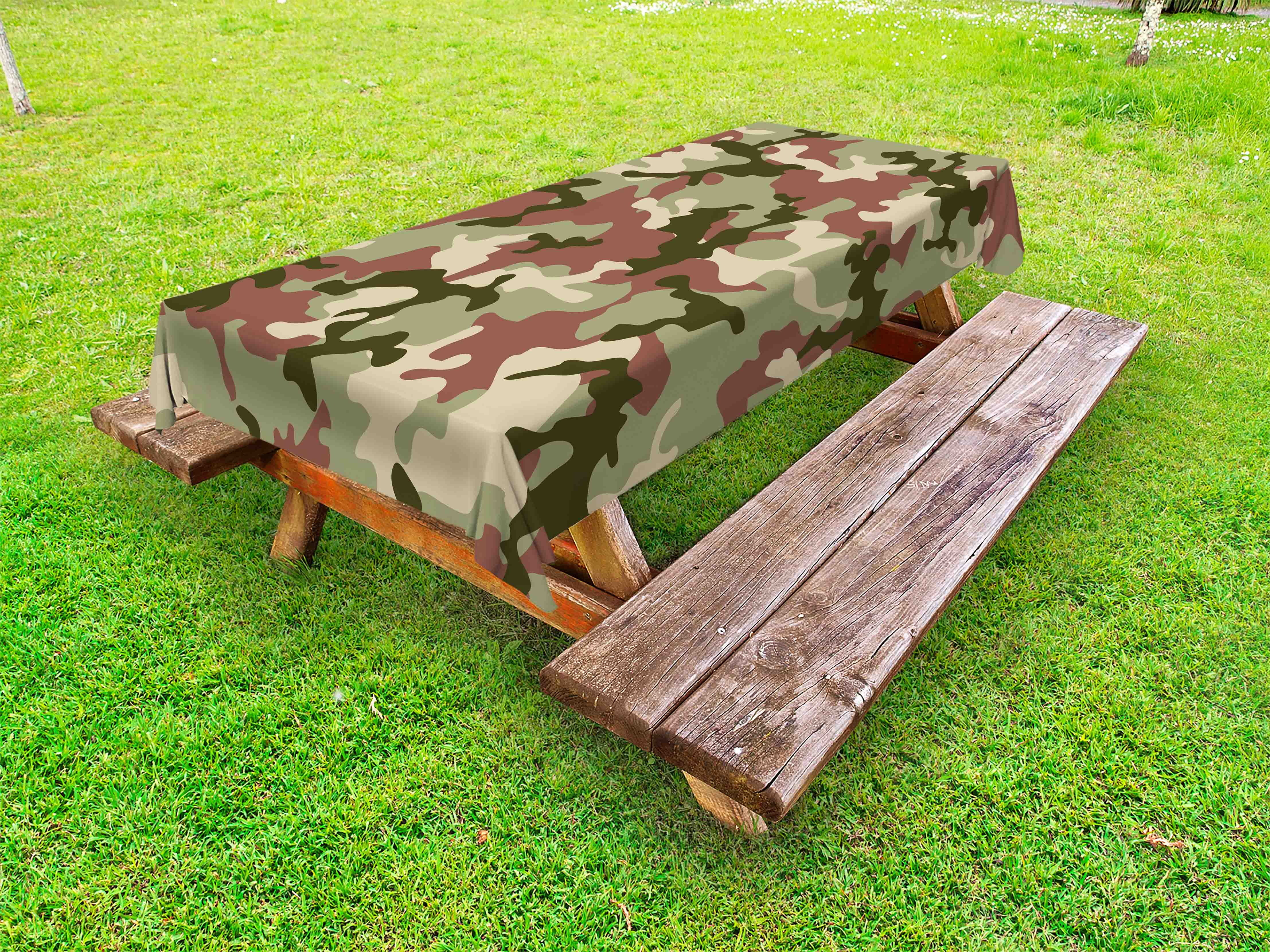 Camo Outdoor Tablecloth, Illustrated Green Camouflage in Forest Colors ...