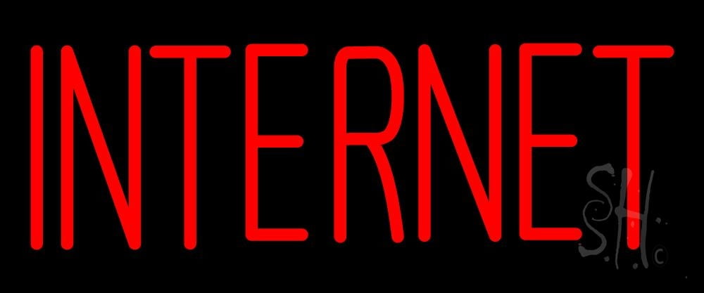 Red Internet LED Neon Sign 10 x 24 - inches, Clear Edge Cut Acrylic ...