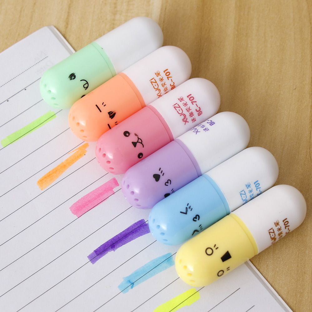 SagaSave 6 Pcs/set Cartoon MIni Highlighters Pens Set For Kids Students ...