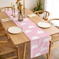 Clouds Table Runner 13x48 Inch Sky Cartoon Pink Cotton Linen Dining ...
