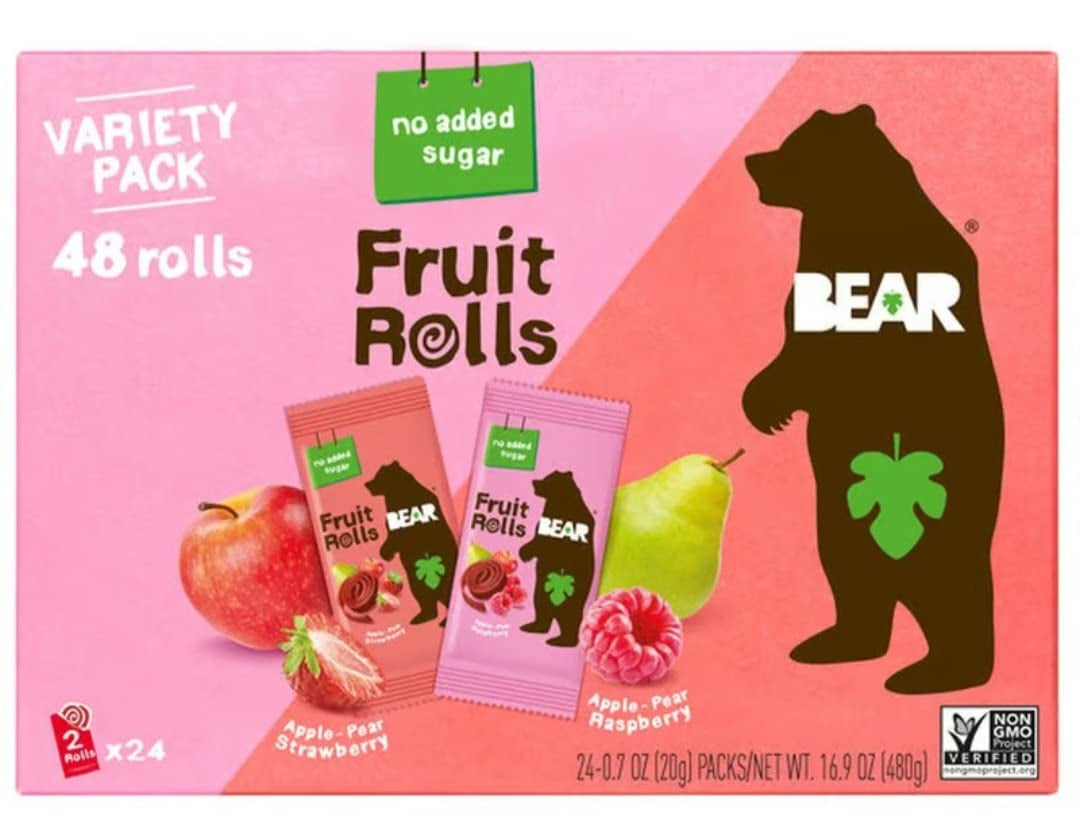 Bear Real Fruit Snack Rolls, Apple Pear Strawberry & Apple Pear ...