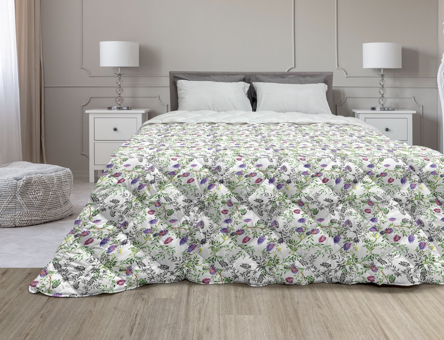 Abstract Down Alternative Comforter, Ogee Inspired Pattern Colorful ...
