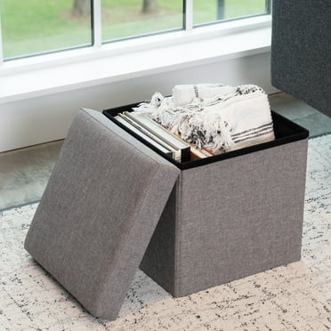 Aceur 12'' Foldable Storage Ottoman Cube, Footrest, Padded Seat, Space ...
