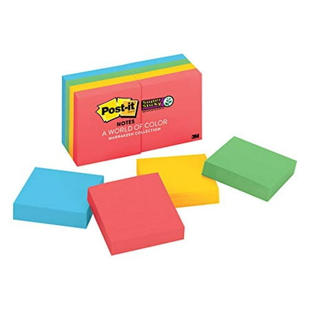 Post-it Super Sticky Notes, 2x Sticking Power, 2 in x 2 in, Marrakesh ...