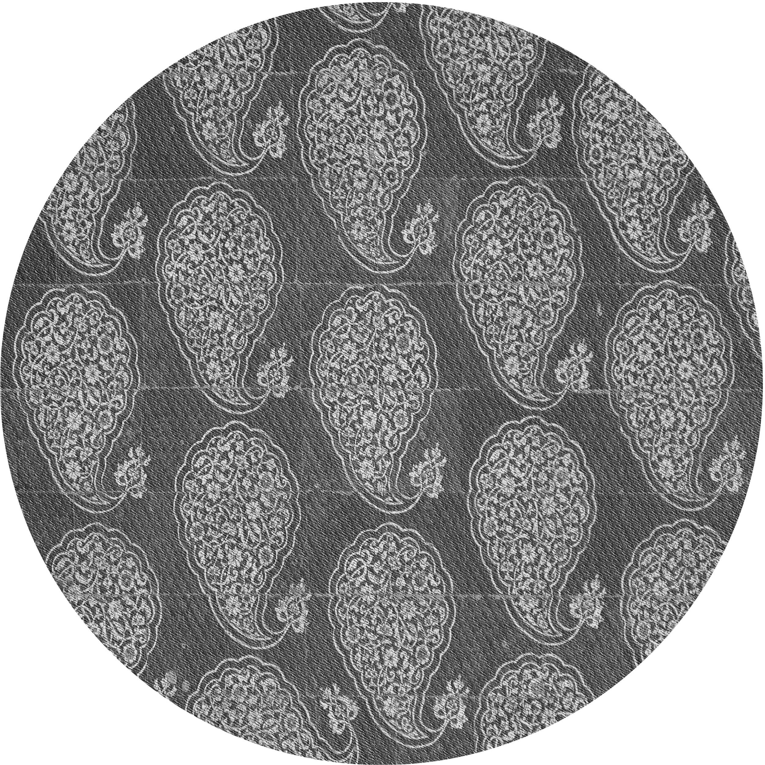 Ahgly Company Indoor Round Patterned Dark Gray Area Rugs, 5' Round ...