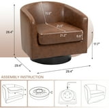 DREAMSIDEA PU Leather Swivel Barrel Club Chair, Modern Accent Chairs ...