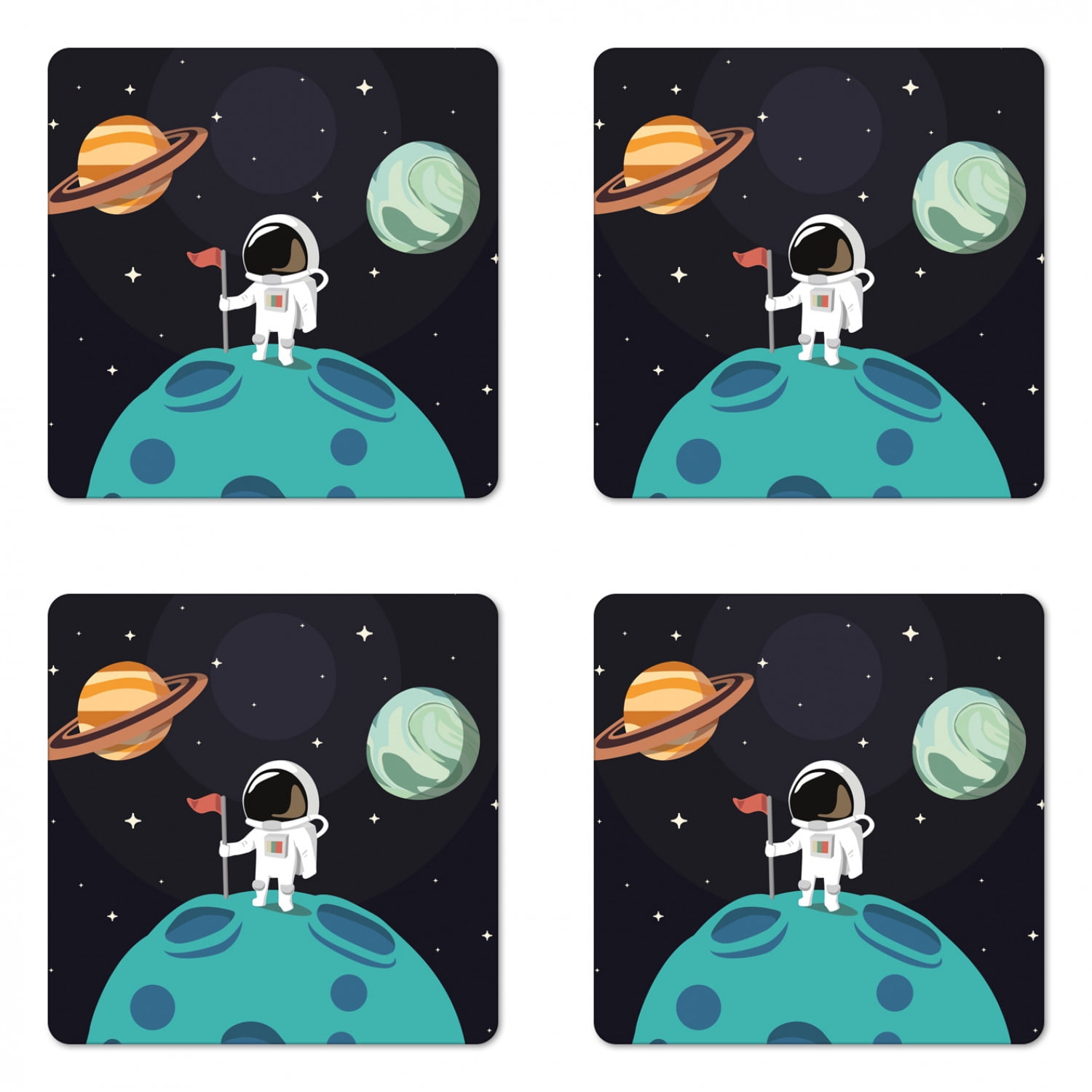 Space Coaster Set of 4, Planets Earth Mercury Galaxy Neptune Pluto ...