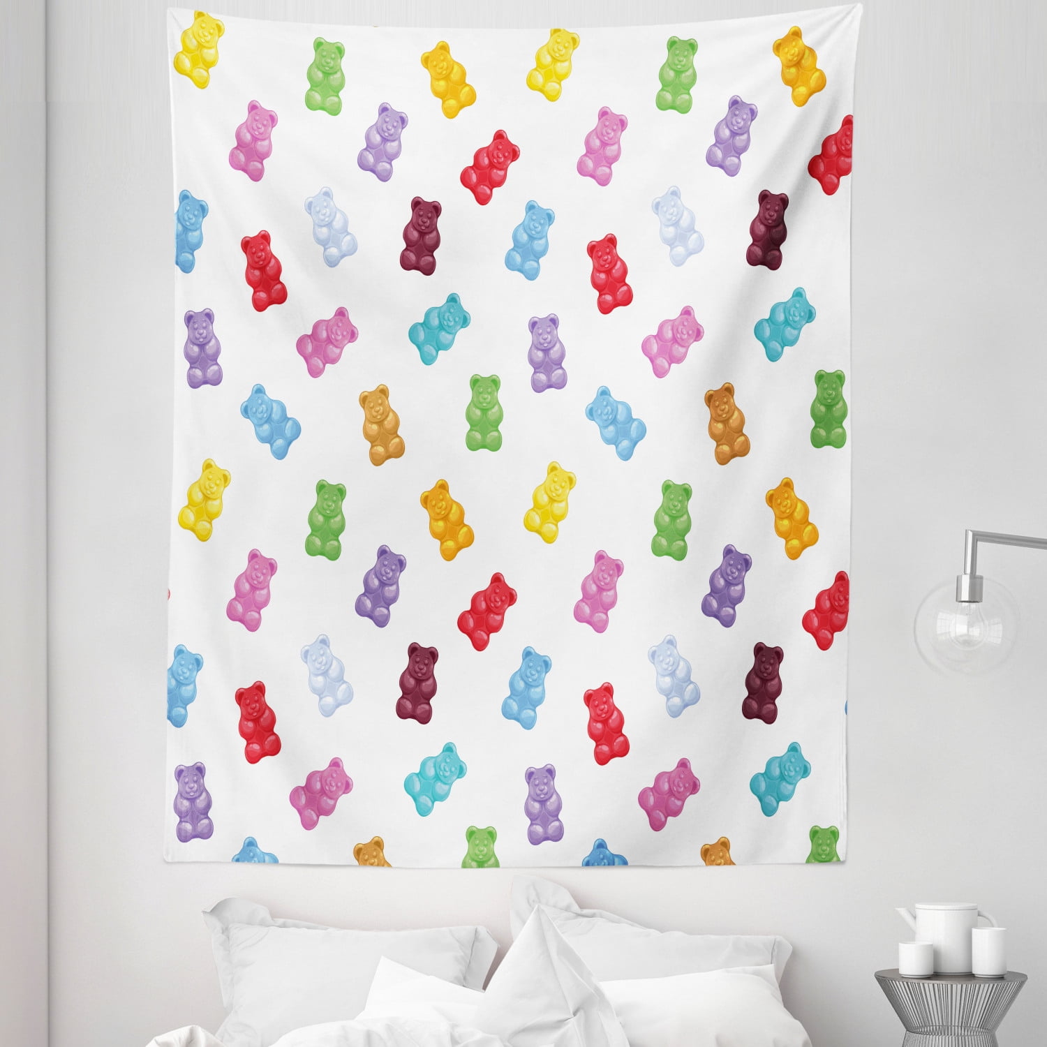 Dessert Tapestry, Vibrant Colored Gummy Bears Candies Delicious Jelly ...