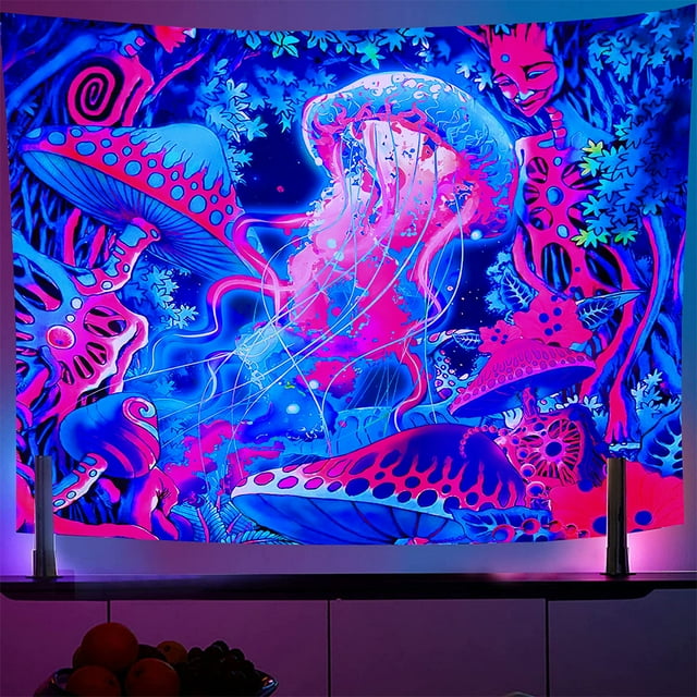 Goory Psychedelic Trippy Blacklight Tapestry Luminous Tapestry Throw ...