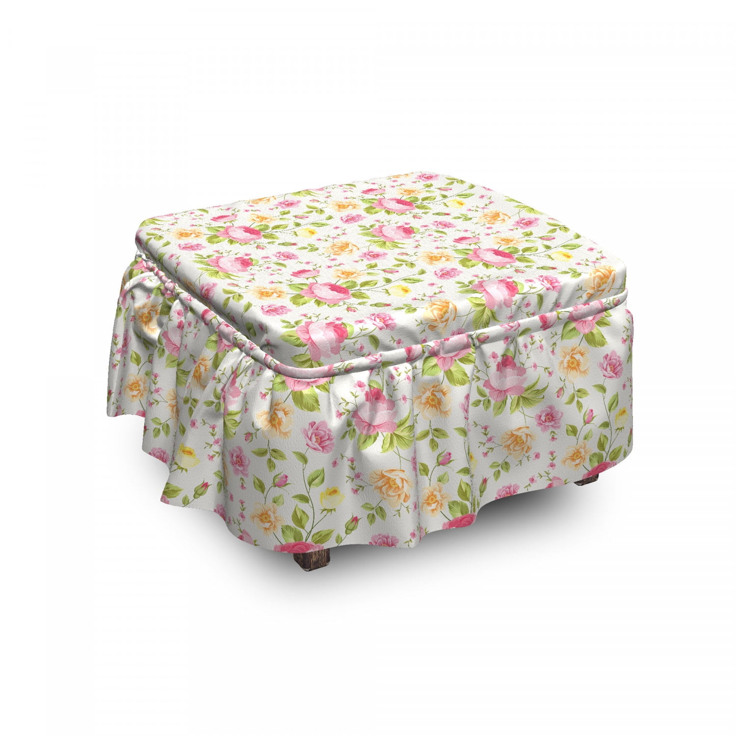Garden Art Ottoman Cover, Thriving Peonies, 2 Piece Slipcover Set with ...