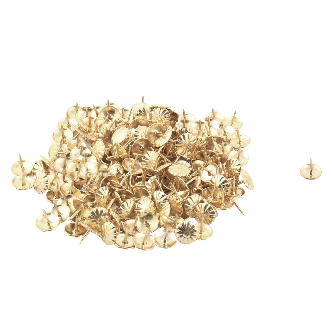 Furniture Metal Flower Pattern Upholstery Nail Tack Gold Tone 10 x 10mm ...