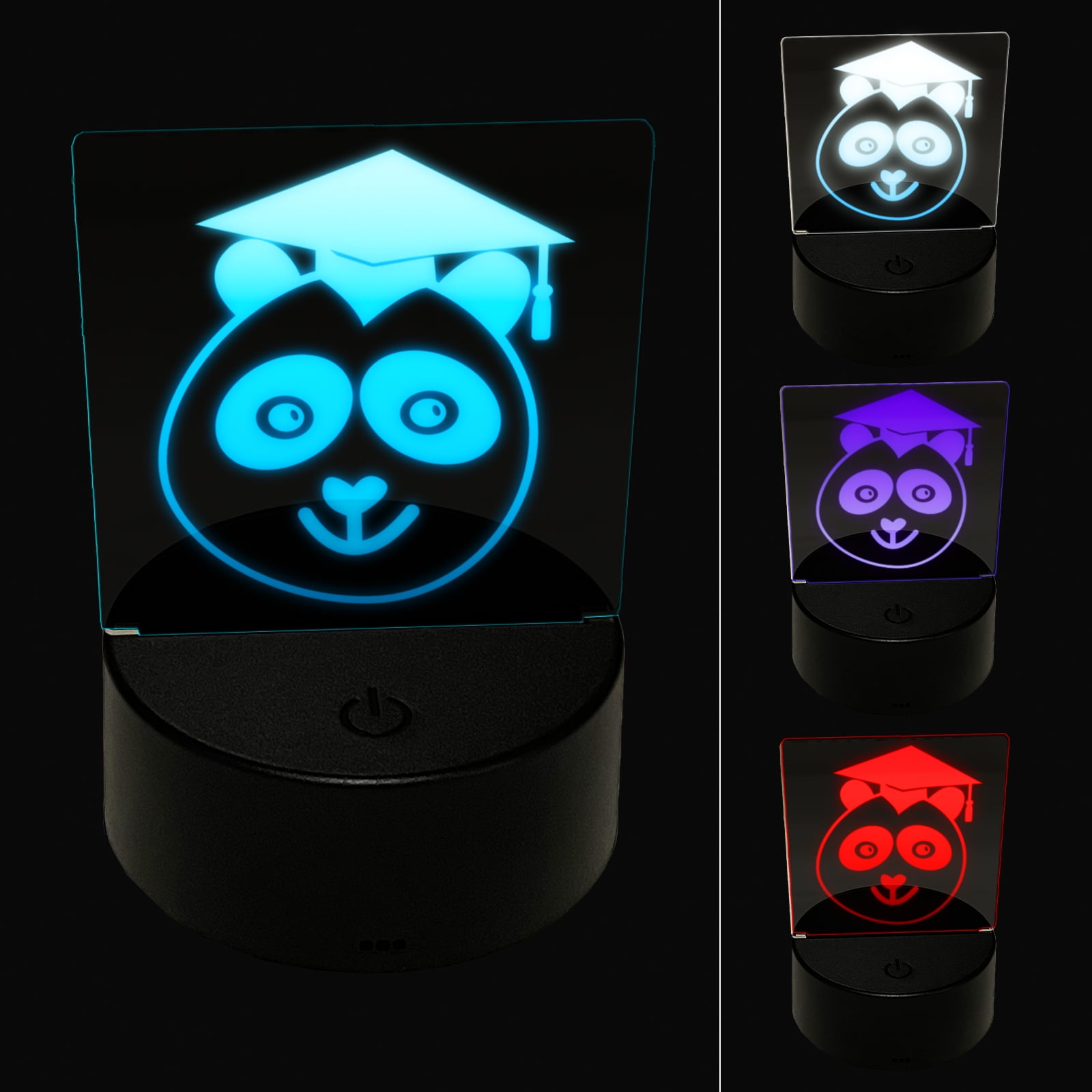 Graduation Panda LED Night Light Sign 3D Illusion Desk Nightstand Lamp ...