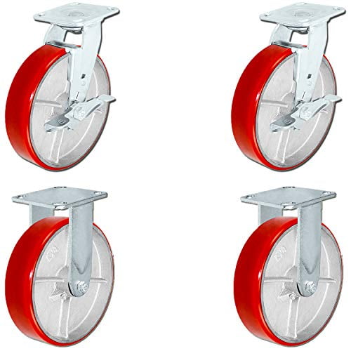 CasterHQ Set of 4 Heavy Duty Casters - 8" x 2". Heavy Duty Caster Set ...
